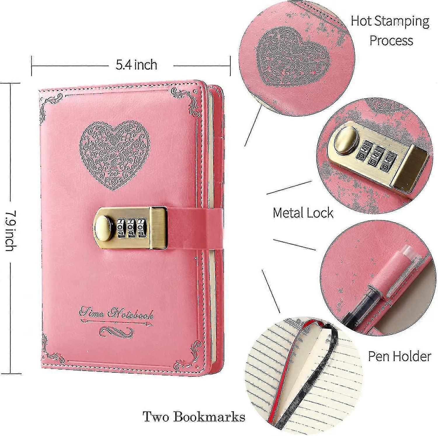 Diary With Lock For Girls - Leather Password Locking Journal Cute ...