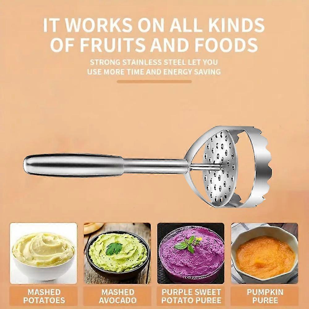 Stainless Steel Potato Masher with Spring Handle Labor-Saving Food ...