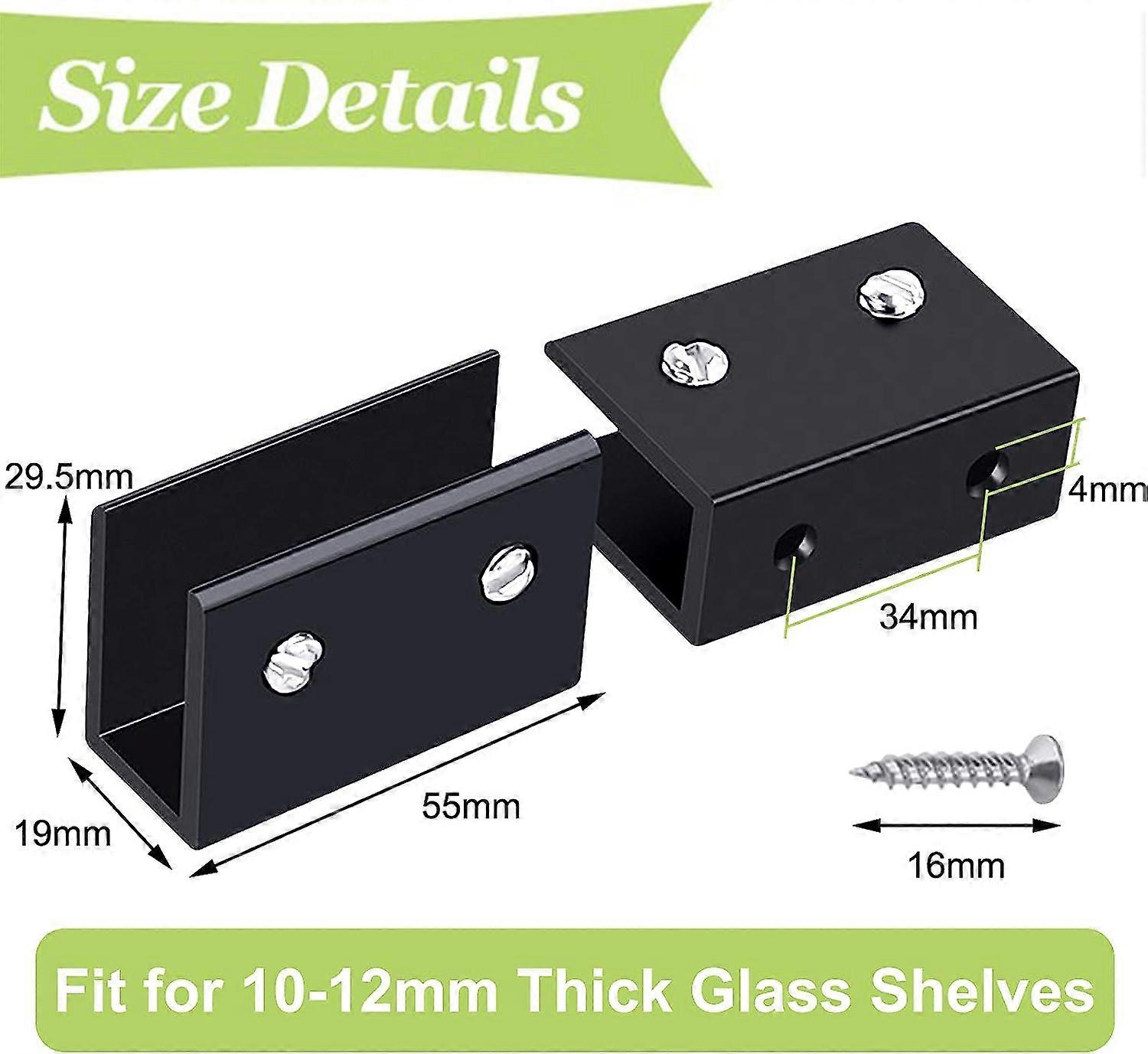 Glass Clip, 4-Piece Wall Mounted Glass Frame Bracket, Black Glass Frame ...