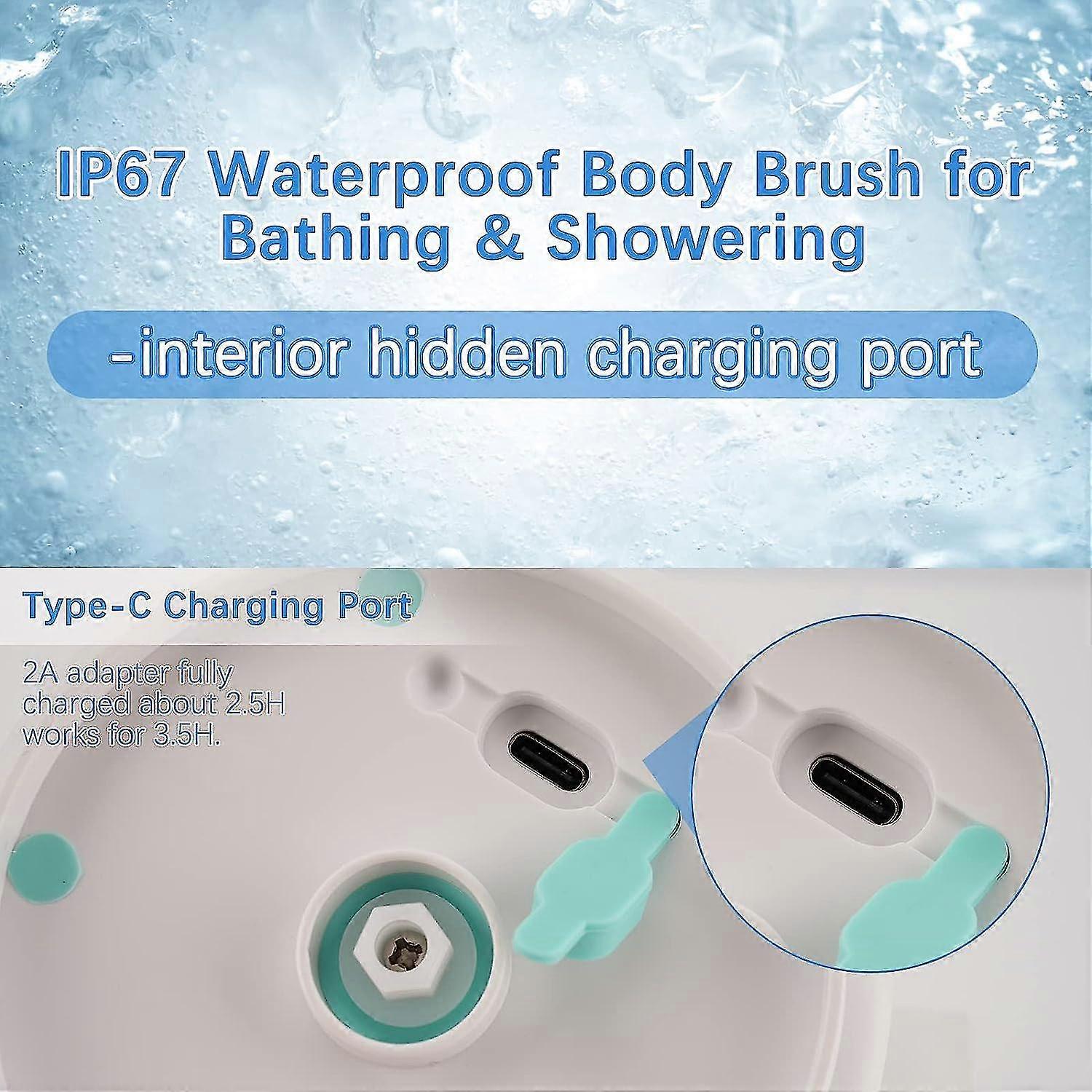 Electric Body Brush Shower, 5 In 1 Massage Exfoliating Scrubber, Soft ...