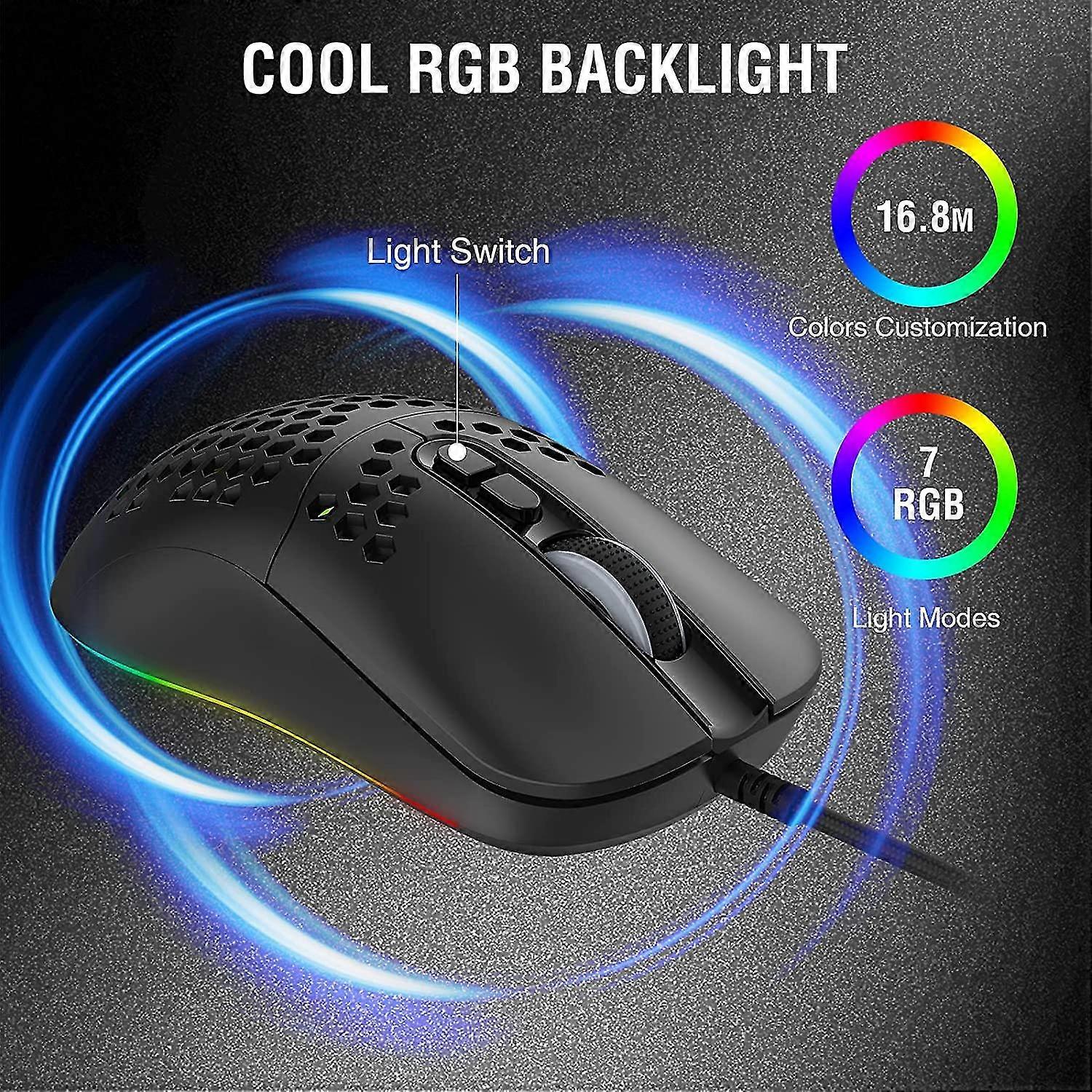 Wired Rgb Gaming Mouse, Ultra-lightweight, Honeycomb Shell,rgb Led ...