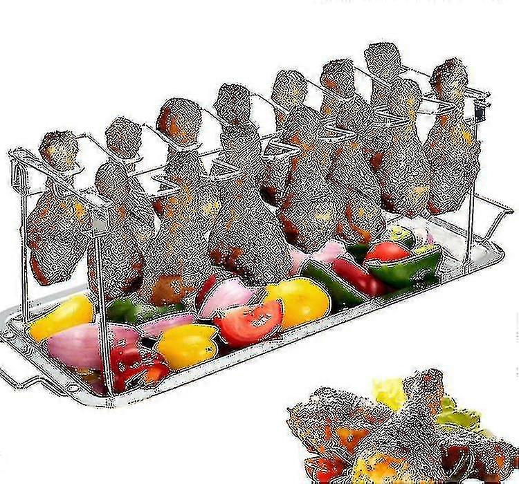 Chicken Leg Wing Rack 14 Slots Stainless Steel Metal Roaster Stand With ...