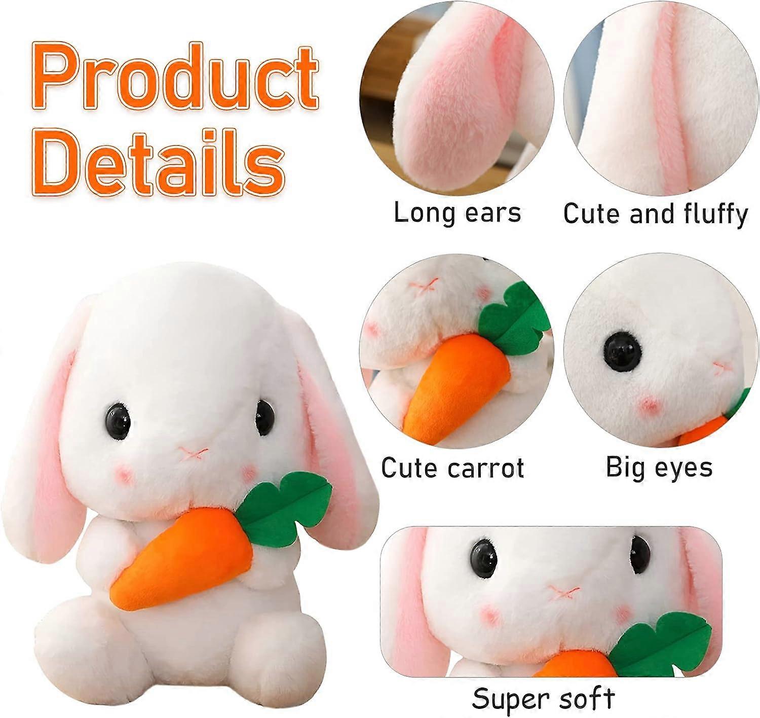 Bunny Stuffed Animal Easter Eared Rabbit Plush Cuddly White Bunny ...