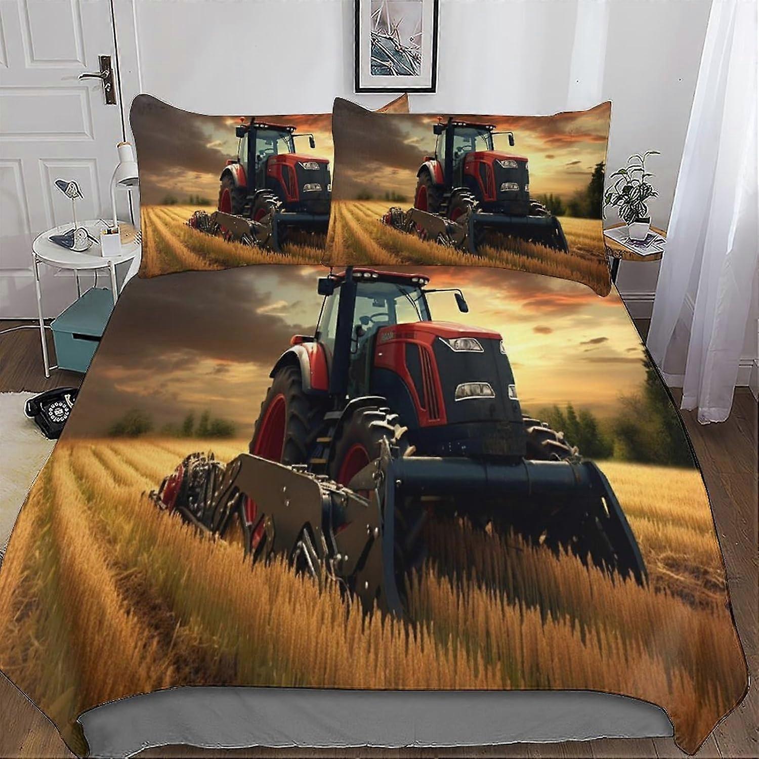 Tractor Duvet Cover Set Kids Bed Cover Adults Bedroom Quilt Cover 3 Pcs ...