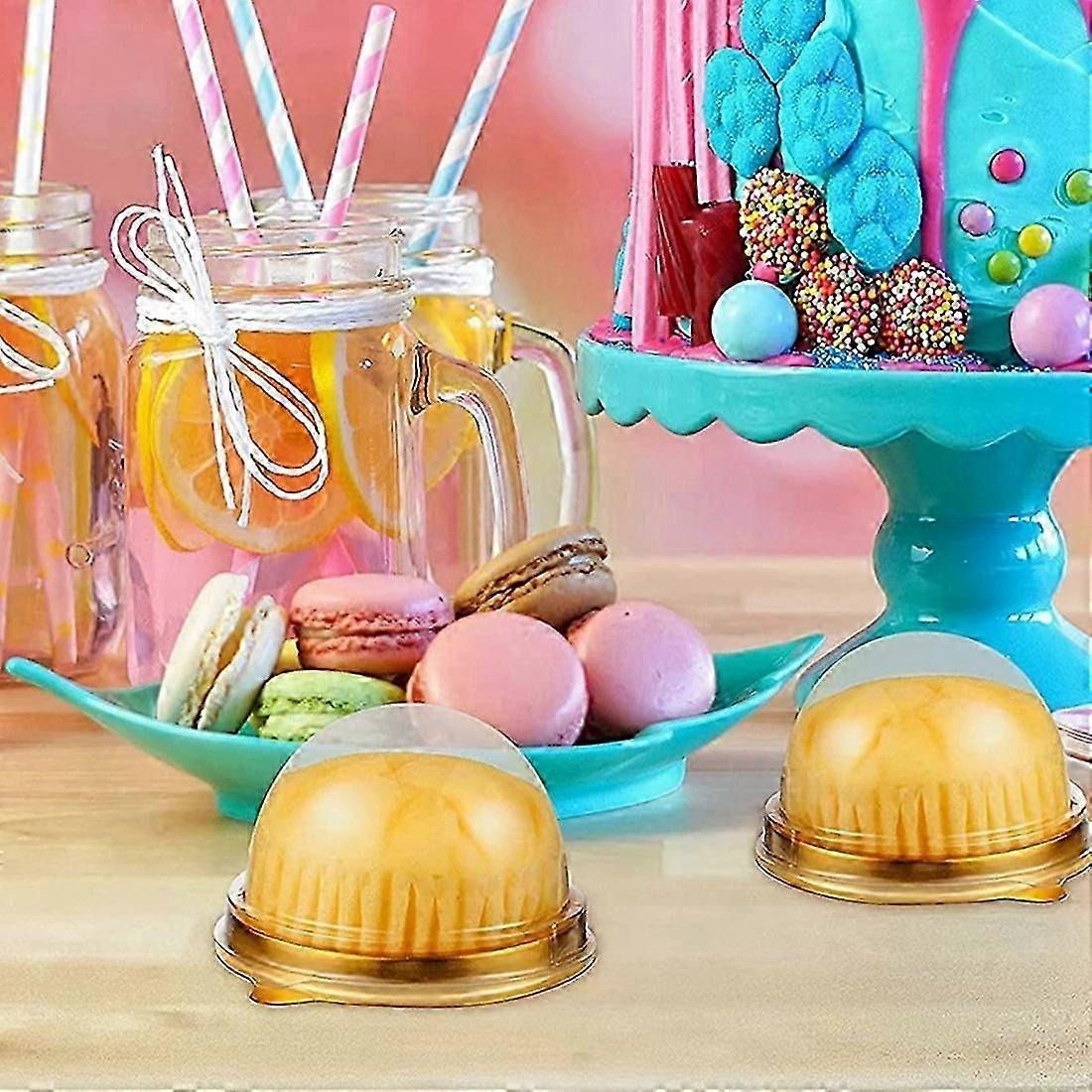 100Pcs Clear Plastic Mini Cupcake Boxes Muffin Pod Dome Muffin Cake ...