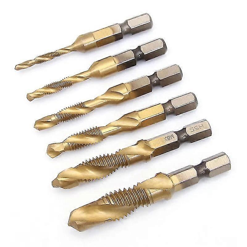 Thread Bits Kit 6 Pack High Speed Steel Combination Drill Tap Bit Set ...