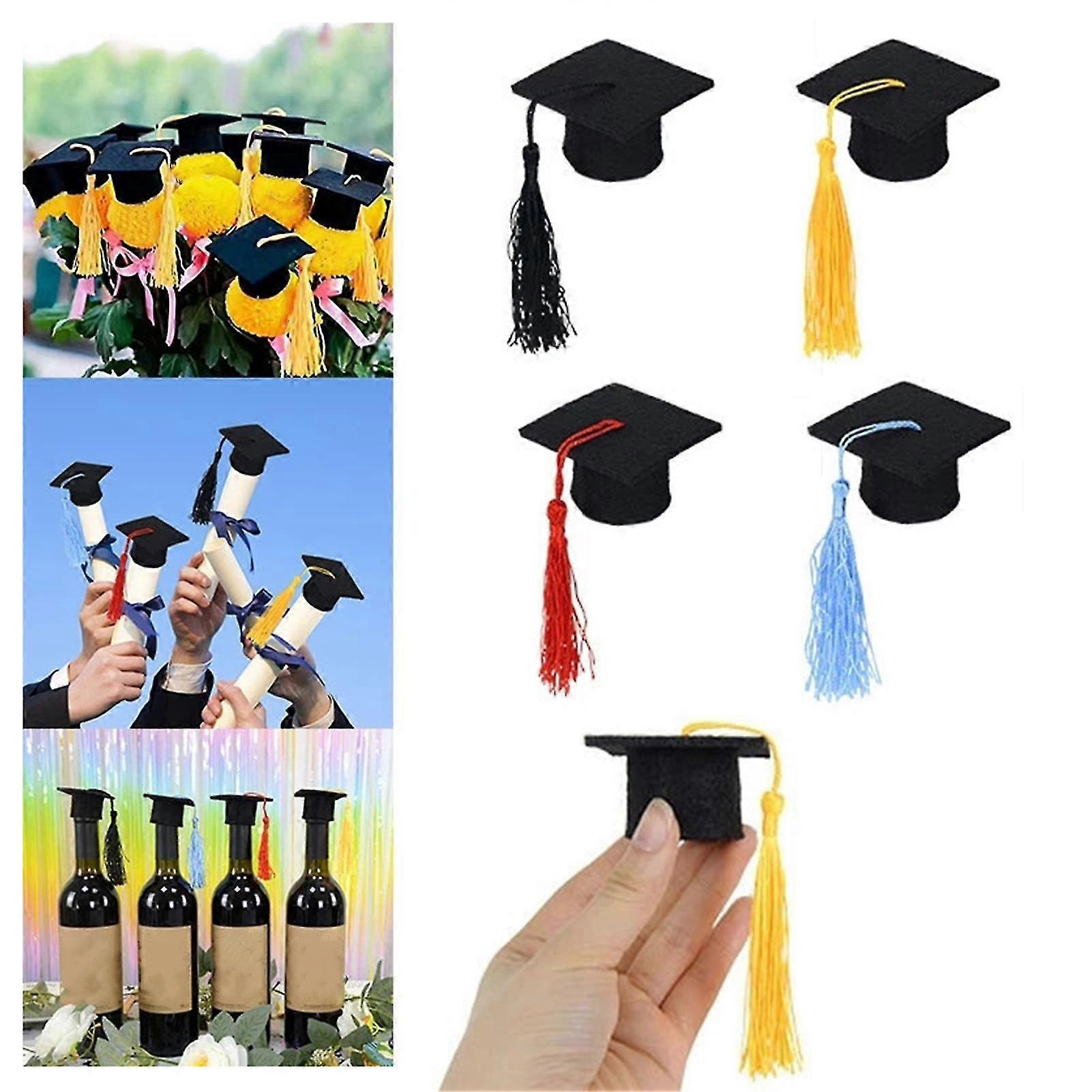 20Pcs Felt Mini Graduation Bachelor Hat with Tassels Celebrations ...