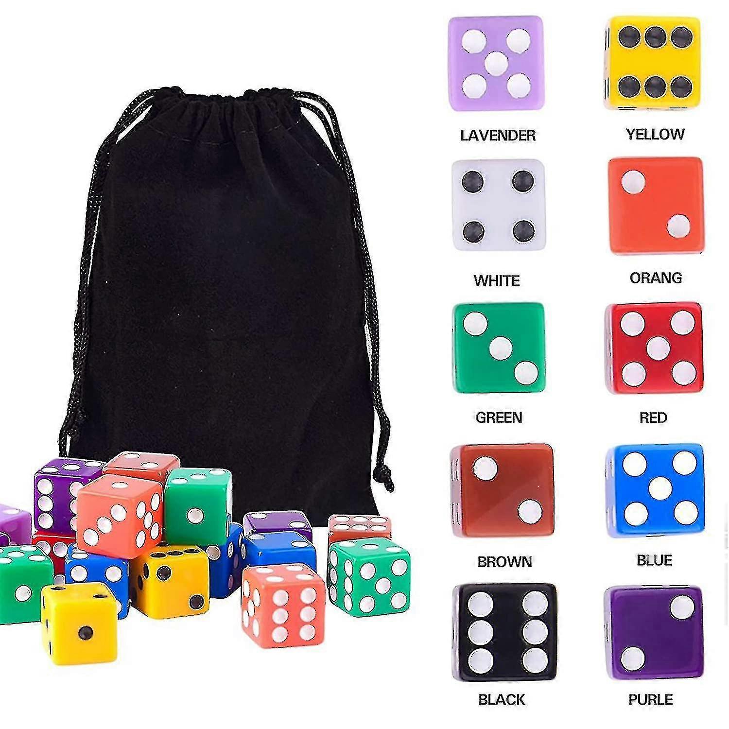 100 Pieces Game Dice Set - Square Corner Dice in 10 Colors with Storage ...