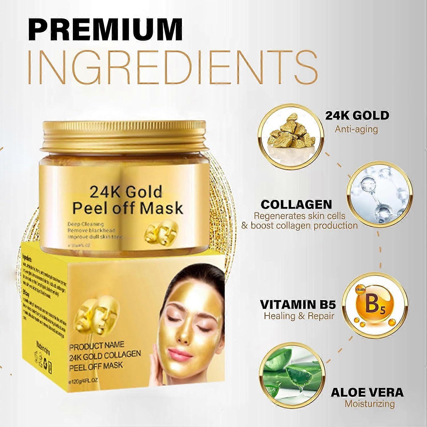 24k Gold Peel Off Mask, 24k Gold Face Mask, Anti-wrinkle Anti Ageing ...