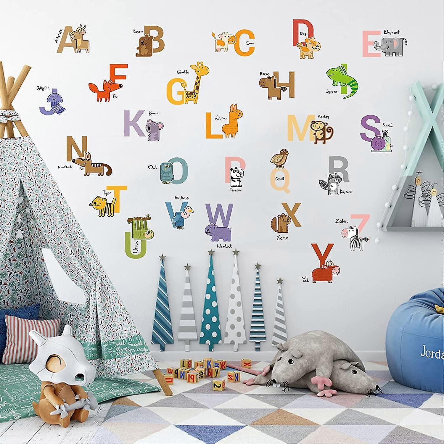 Alphabet ABC Wall Decals with Cartoon Animal, Heytea Adorable ...