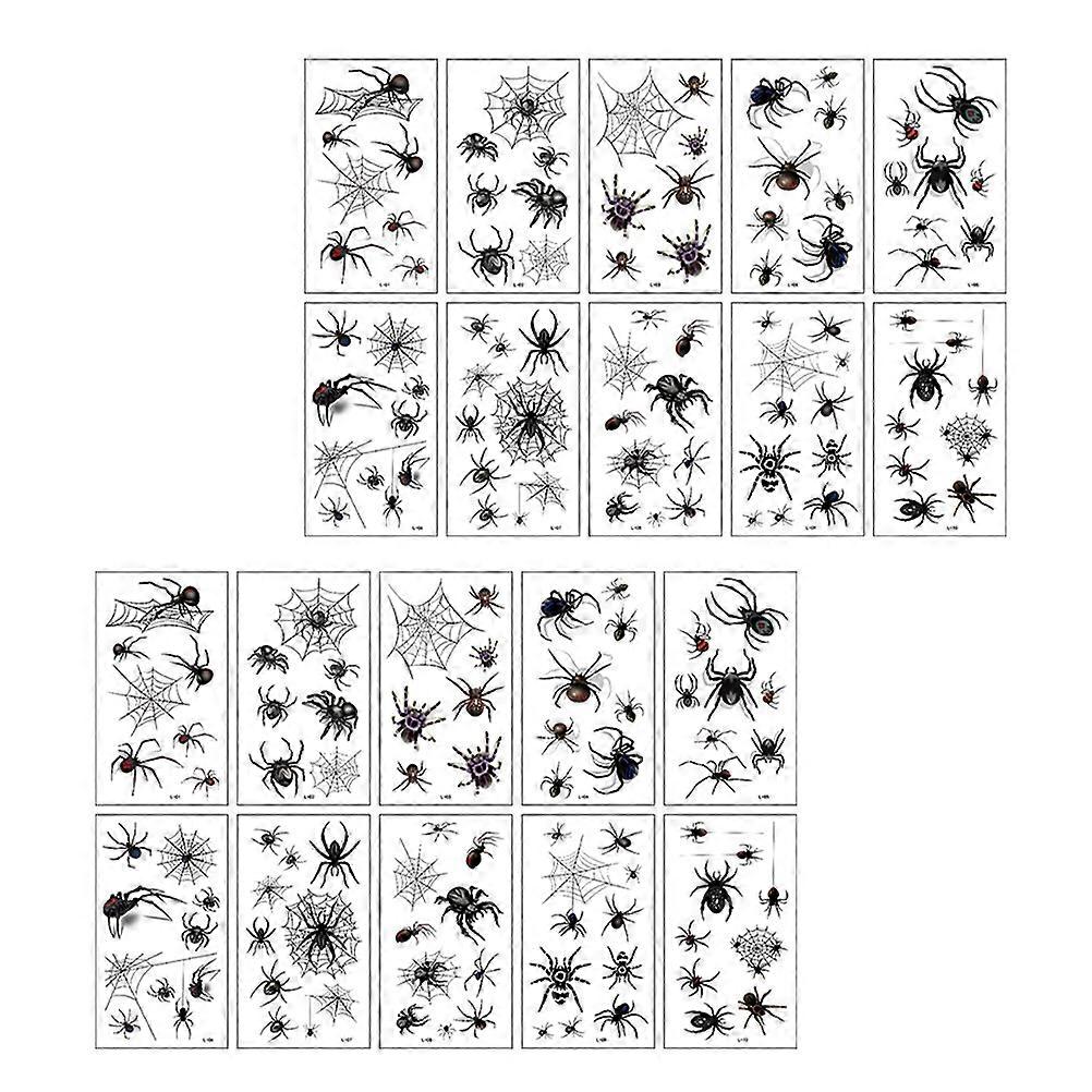 20 Sheets Spider Temporary Tattoos Stickers Face Spider Cobweb Tattoos ...