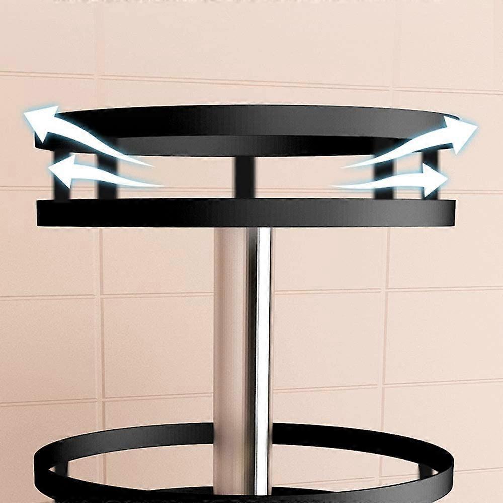 Black Kitchen Cabinet Turntable Spice Rack Metal Rotating Tray 360 ...