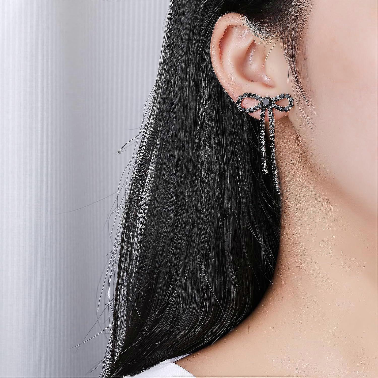 Bow Earrings Gold Bow Ribbon Hoop Earrings Long Ribbon Earrings Drop ...