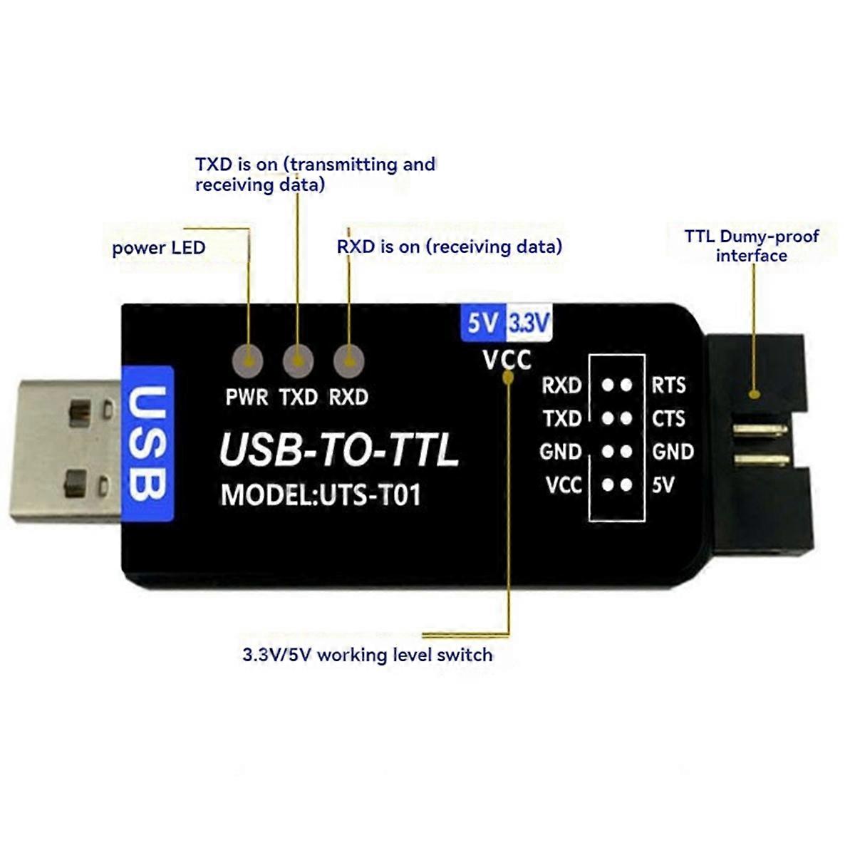 USB to TTL Converter UART Free Driver TypeC CH343G Module USB to Multi ...