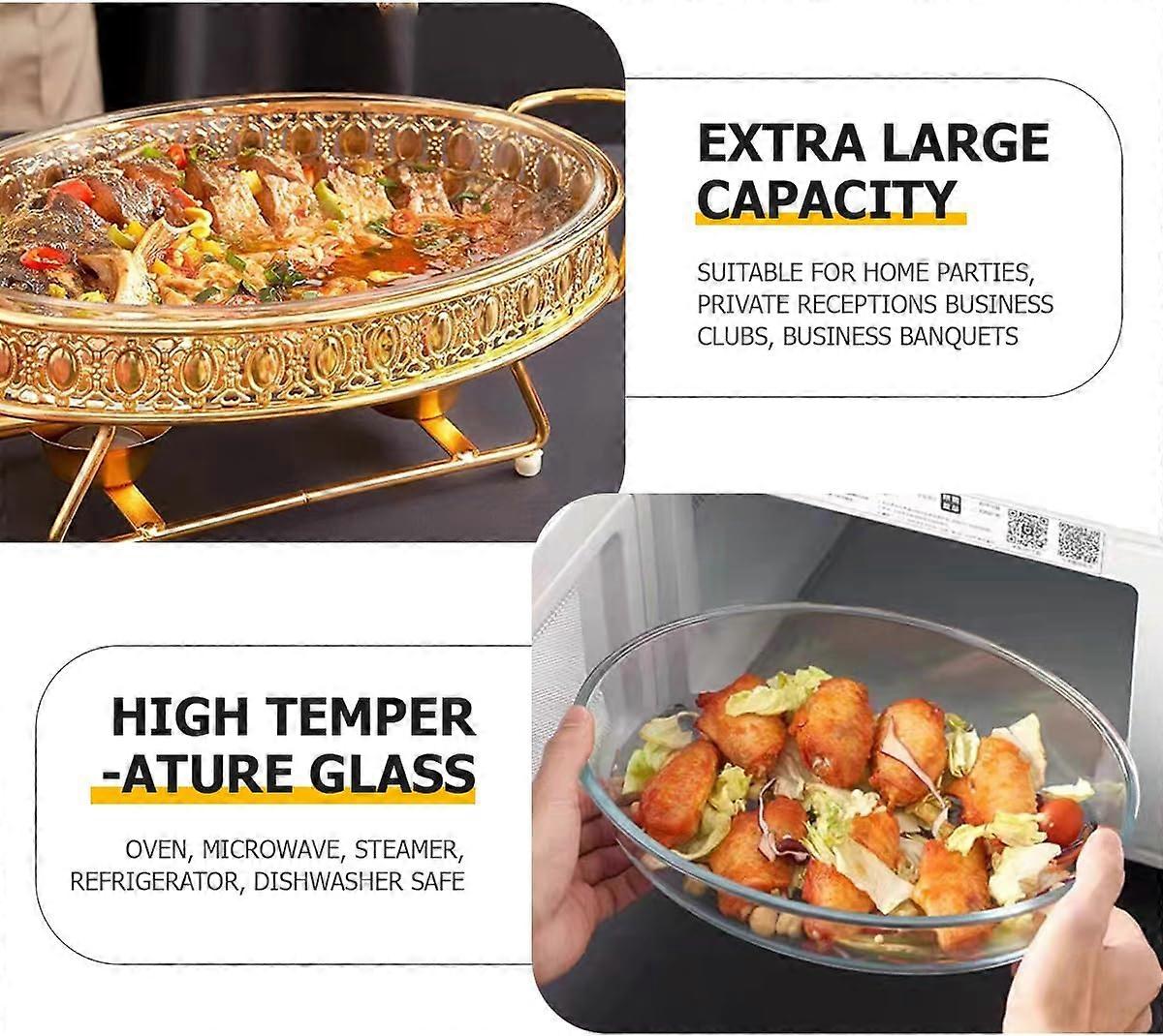 Chafing Dish Buffet Set Stainless Steel Oval Chafing Food Pan with ...