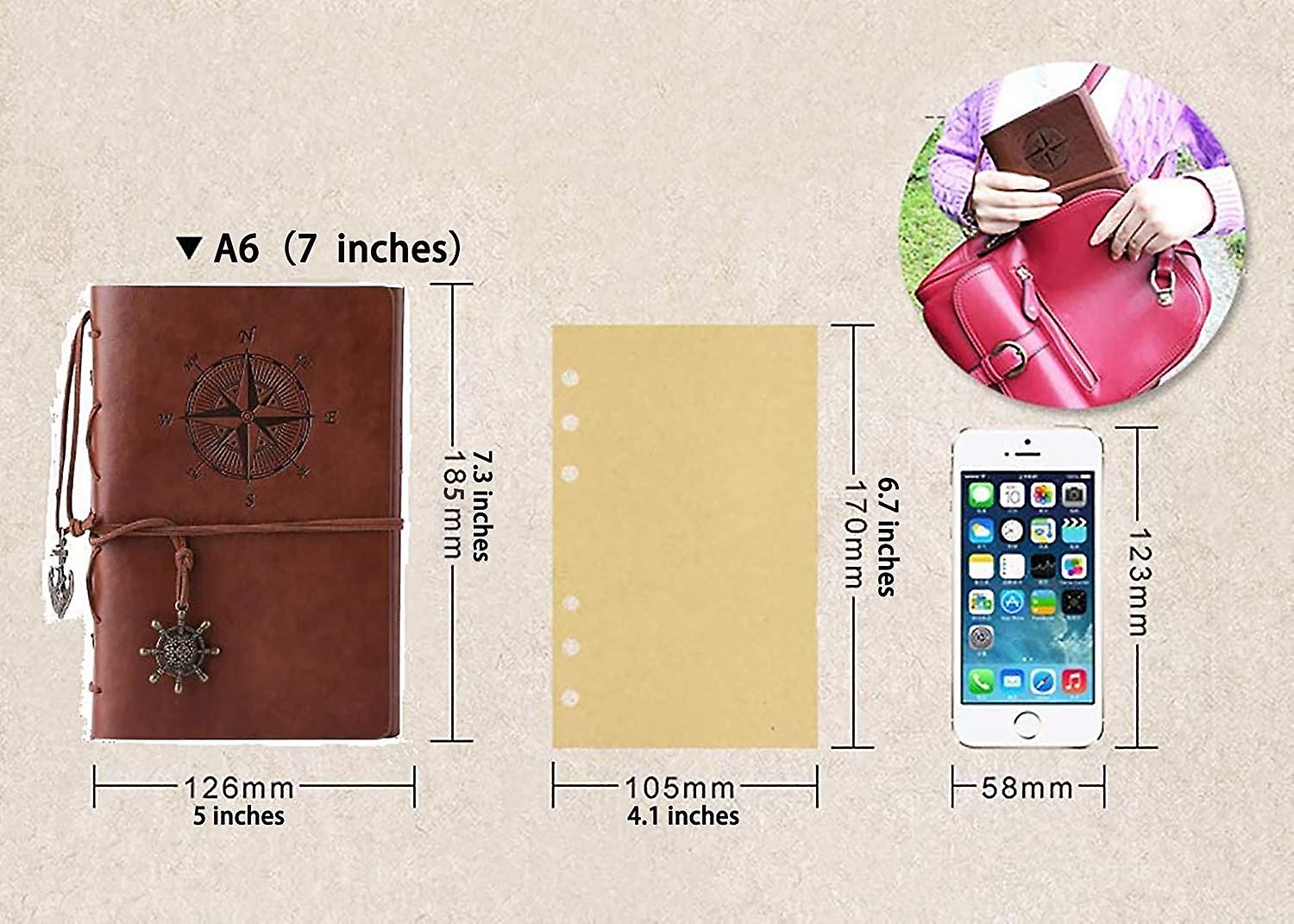 Carnet de journal d’écriture en cuir, classique gaufré Vintage Spirale ...