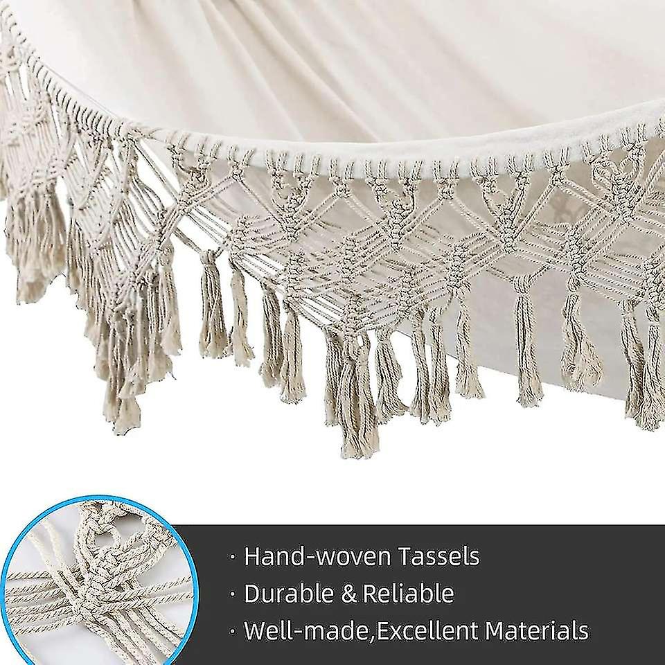 Double Hammock, Boho Large Fringe Swing Bed - Portable 2 Person Hammock ...
