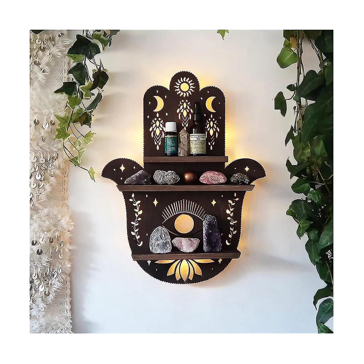 Crystal Shelf Oil Storage Rack Wooden Wall Display Decor Wall Mount ...