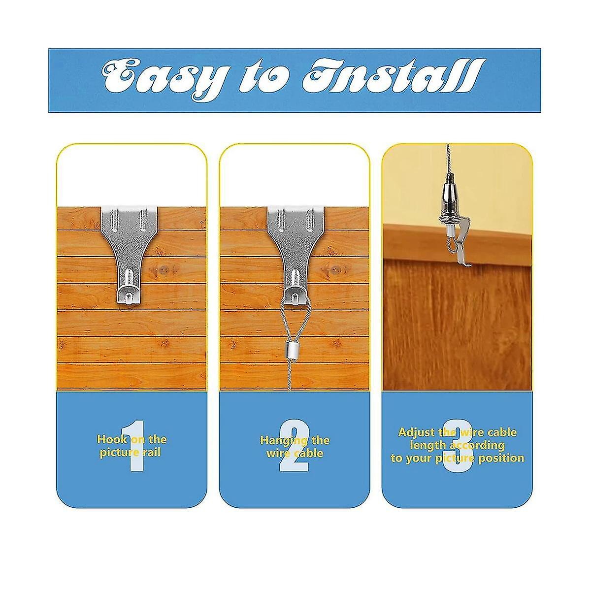 Sturdy Picture Rail Hanging System 88 Lb (40 Kg) Max Load Capacity ...