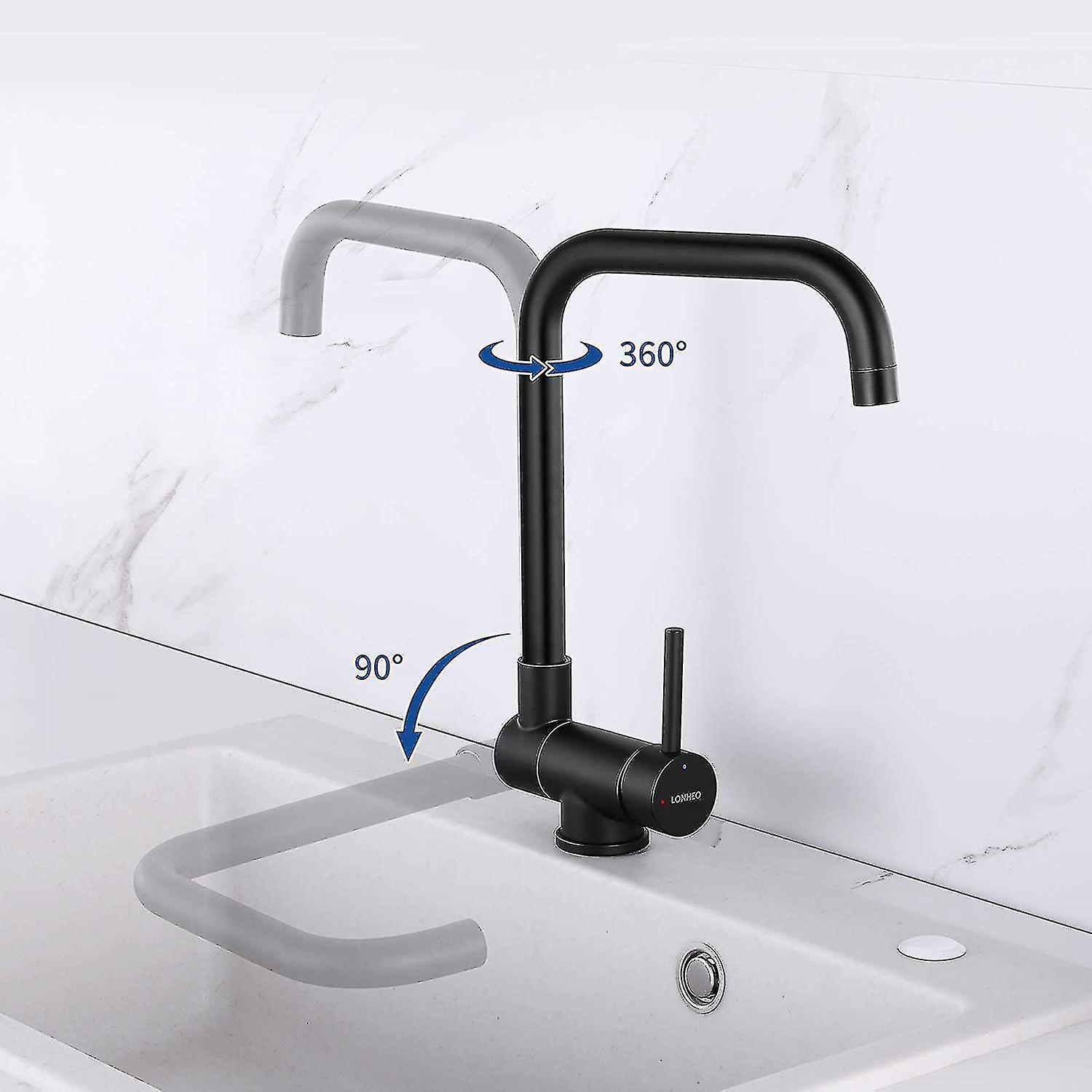 360 Swivel Folding Black Kitchen Faucet, Window Folding Kitchen Mixer ...