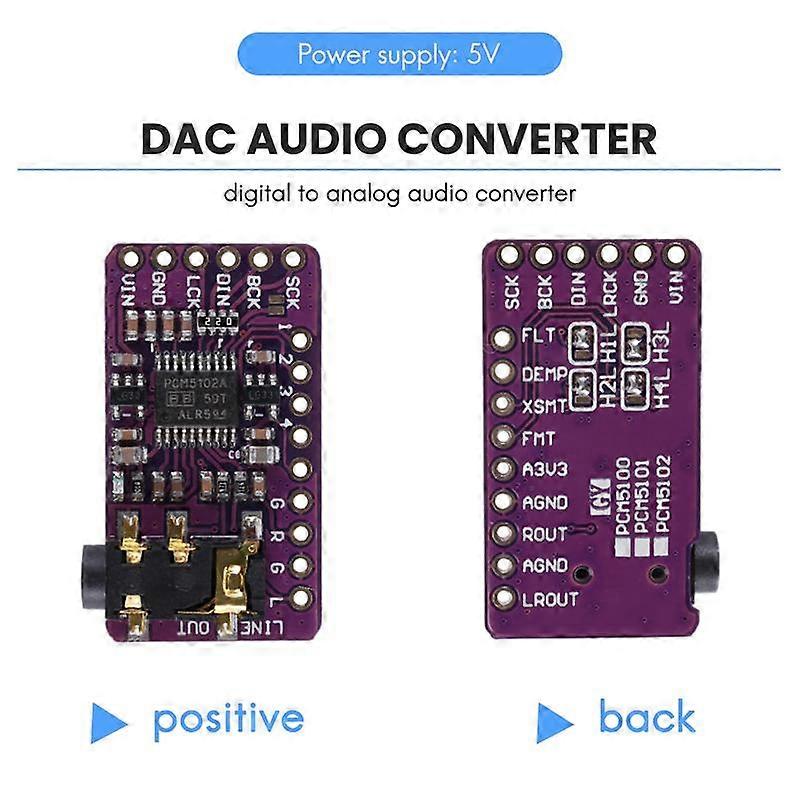 PCM5102 I2S IIS Digital Audio DAC Decoder Module Stereo DAC Digital-To ...