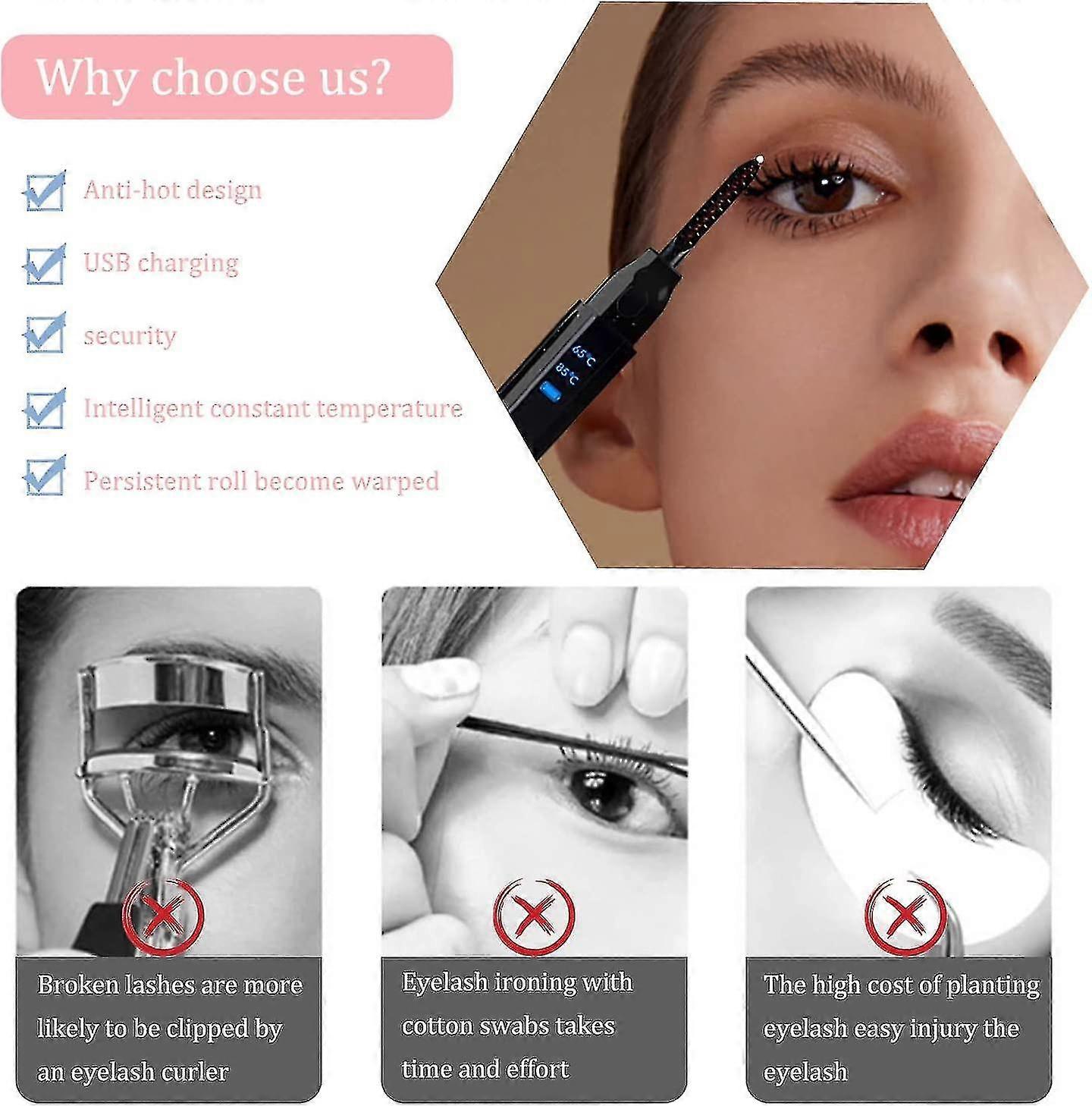 Heated Eyelash Curler, Professional Eyelash Curler, Portable Electric ...