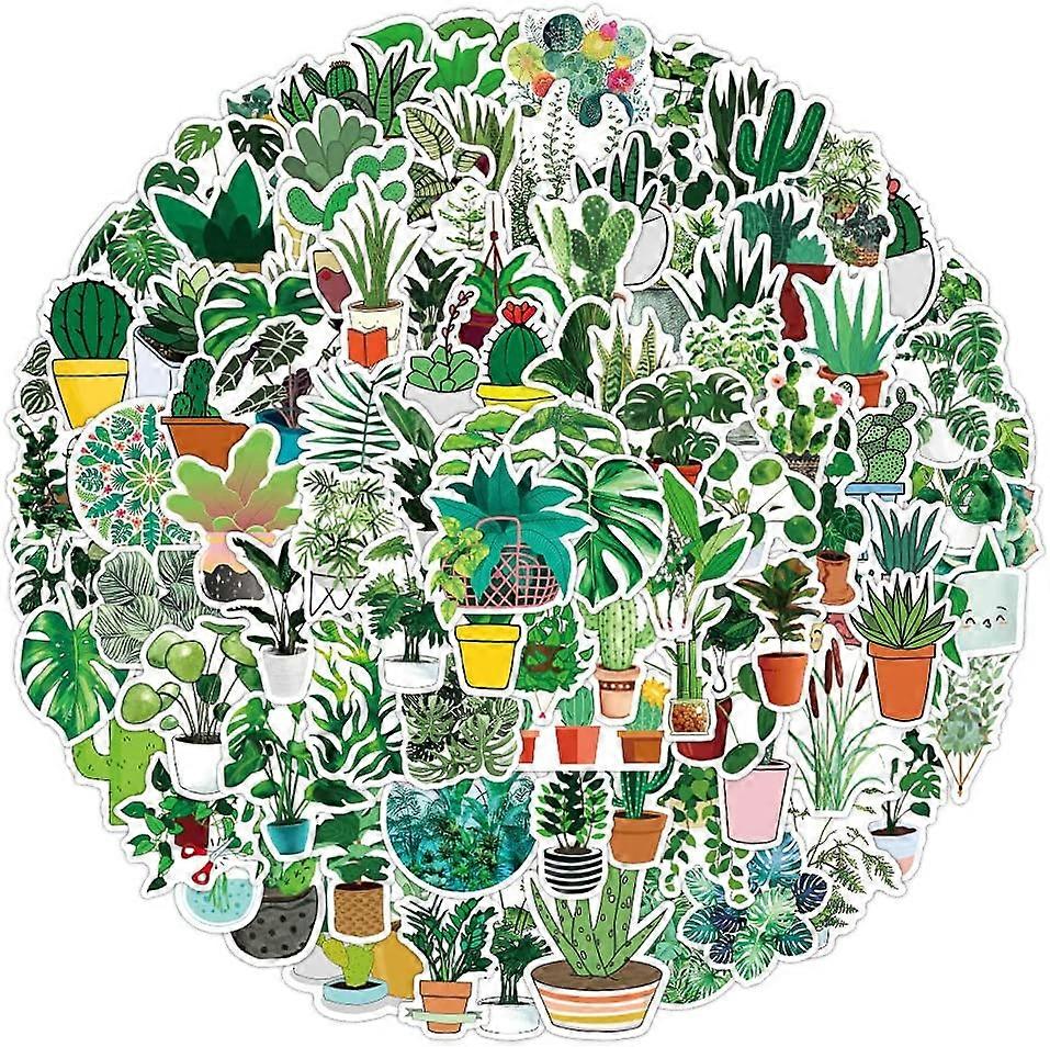 100 Pcs Green Plant Stickers, Greenery Leaf Vinyl Decal, Waterproof ...
