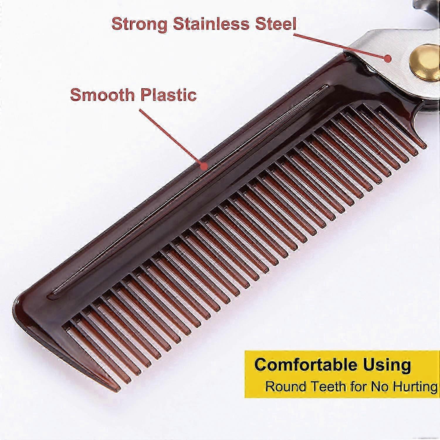 Stainless Steel Folding Comb, Pocket Comb for Men and Women, Black ...