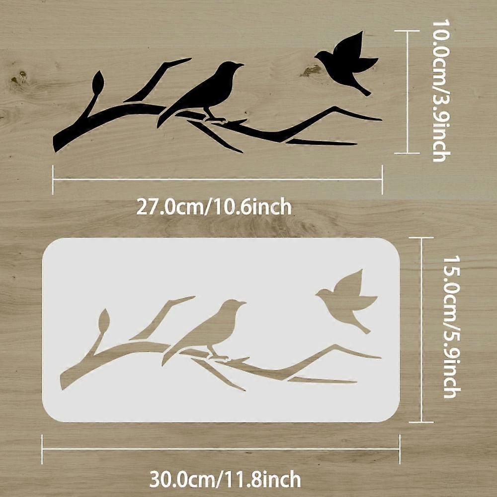 1pc Birds Tree Branches Stencil 30x15cm Reusable Furniture Details ...