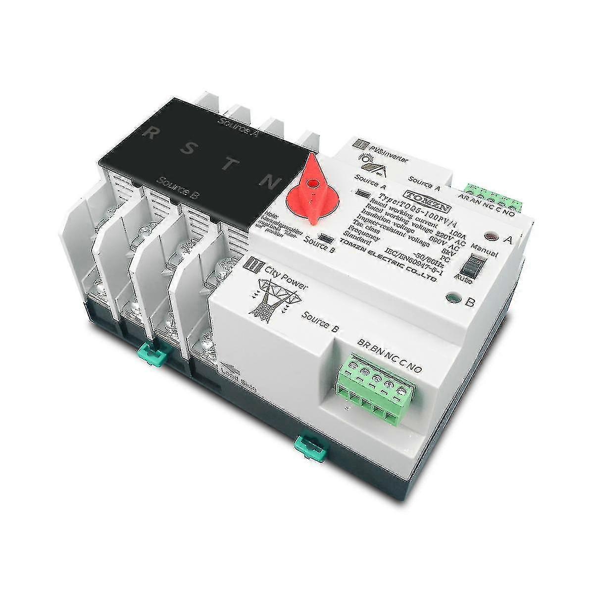 4p 3 Phase 4 Wire Din Rail Ats For Pv And Inverter Dual Power Automatic Transfer Selector ...