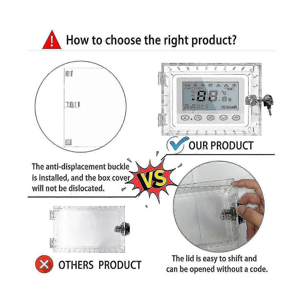 2024 Thermostat Lock Box With Key,clear Thermostat Guard For Thermostat ...
