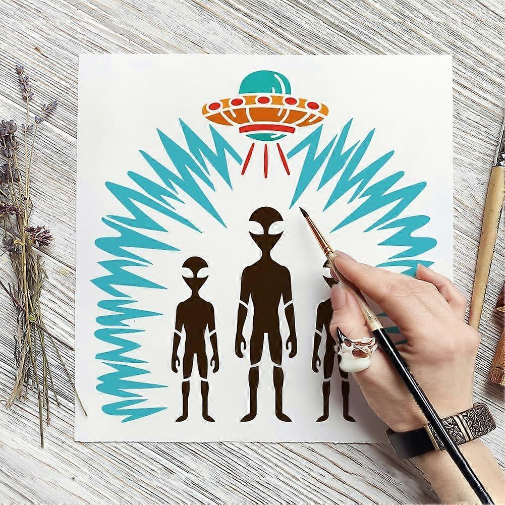 Alien UFO Painting Stencil 11.8x11.8 inch Reusable Aliens Pattern ...
