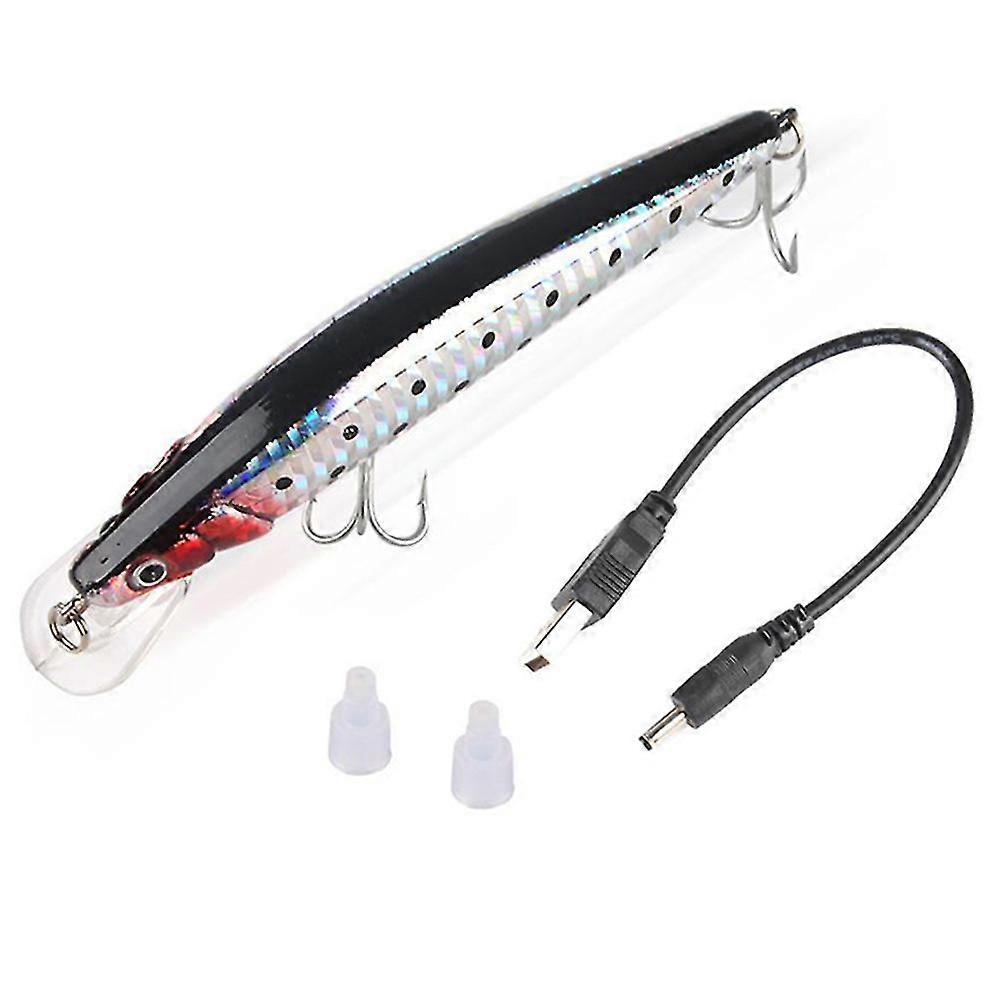 Electric Fishing Lure Vibration Swimbait With Led Light Usb ...