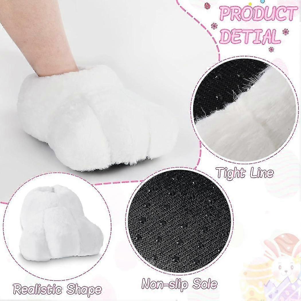 Easter Adult Bunny Shoes Rabbits Foot Shoes Bunny Feet Slippers White ...