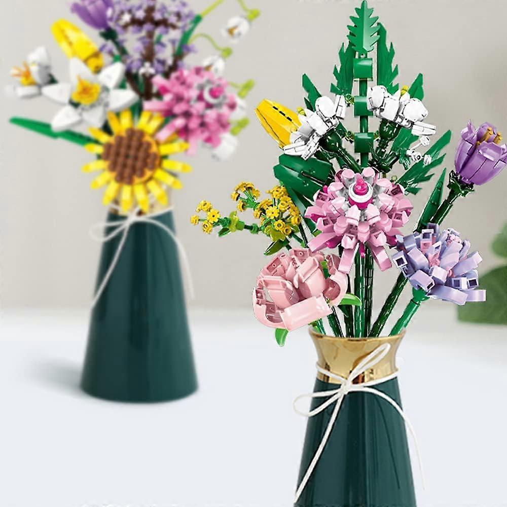 Flower Bouquet Building Blocks Kits 6 Pack Limerance, Artificial ...