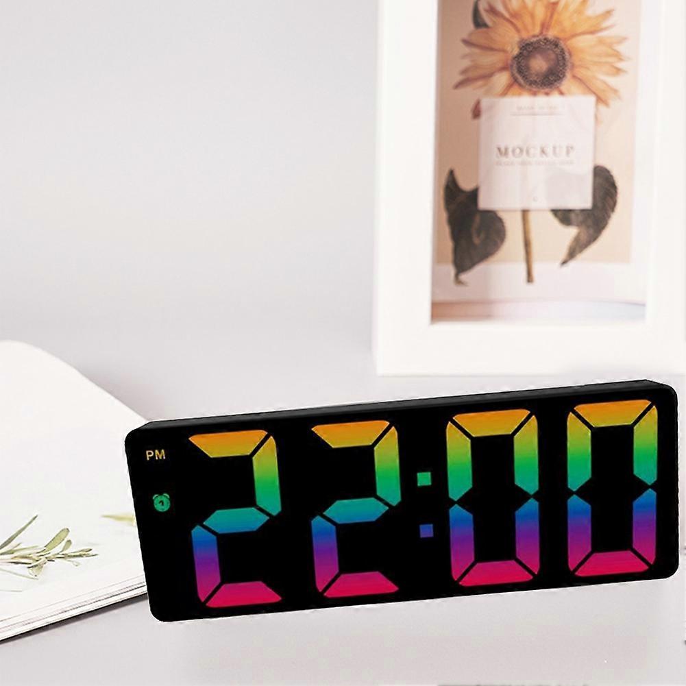 Digital Alarm Clock Colorful LED Screen Display Modern Desktop Clock ...