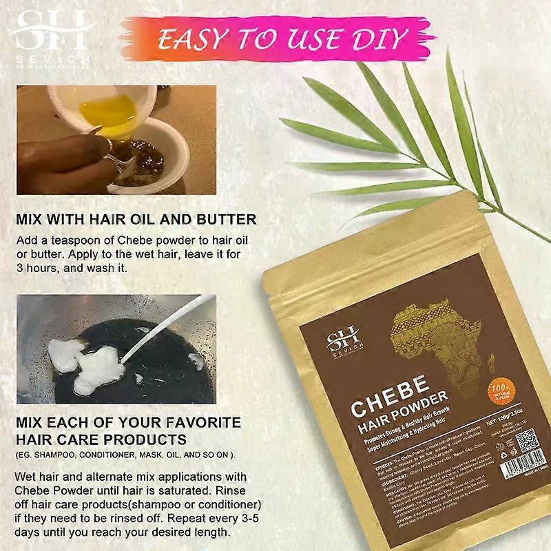 100% Chebe Powder Natural Ingredients Promotes Strong and Healthy Hair ...
