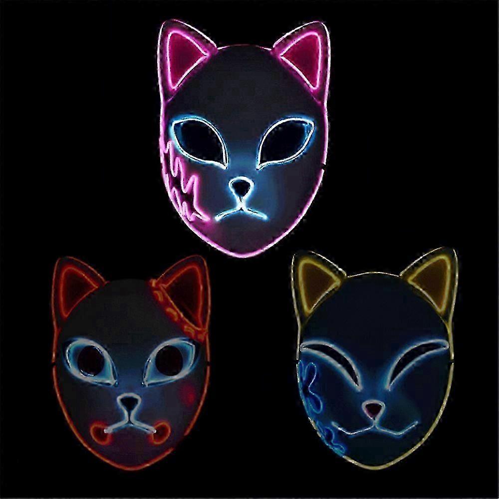 Demon Slayer Glowing El Wire Mask Anime Characters Cosplay Costume ...