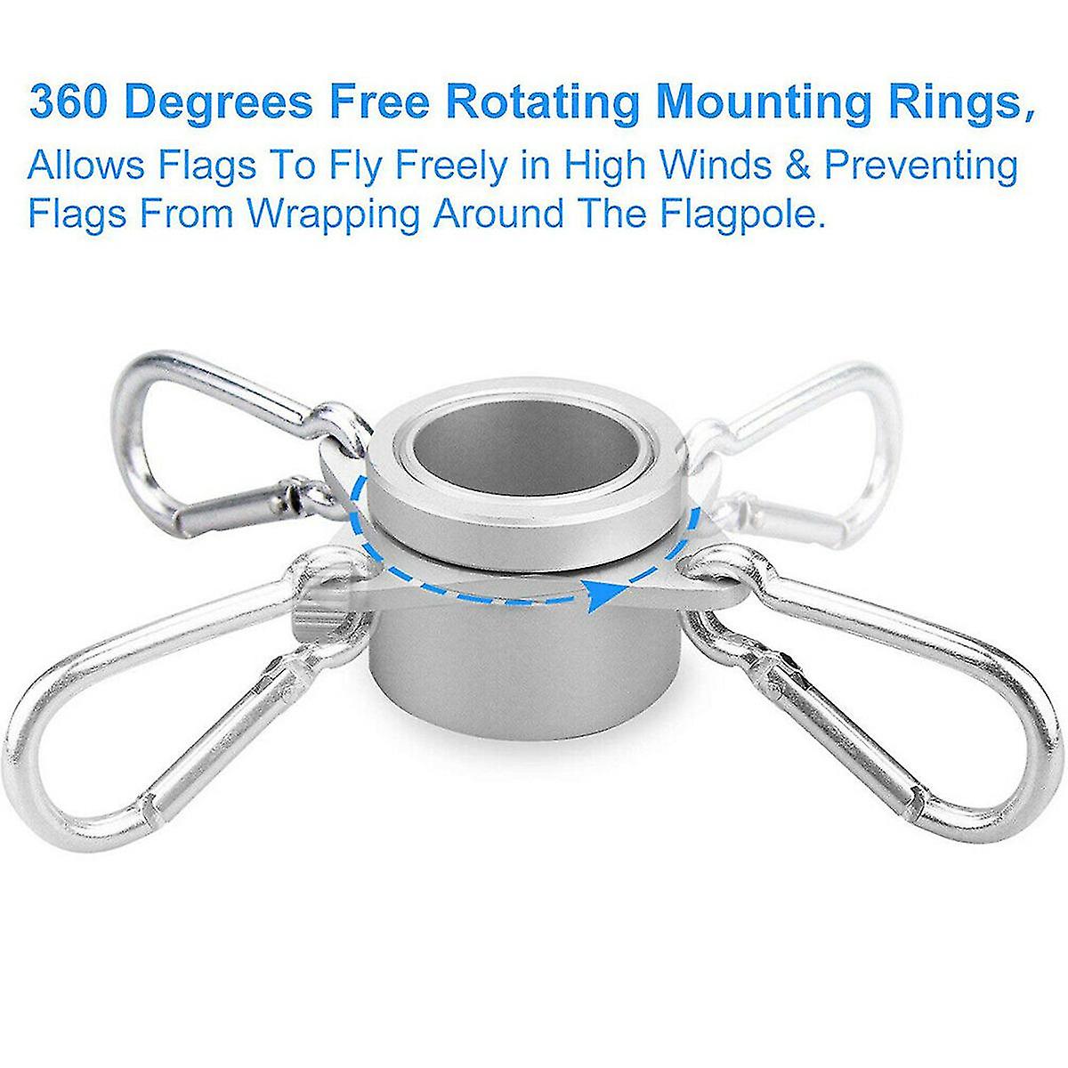 2pcs Metal Flag Pole Flagpole Rotating Rings Clip Anti Wrap Grommet ...