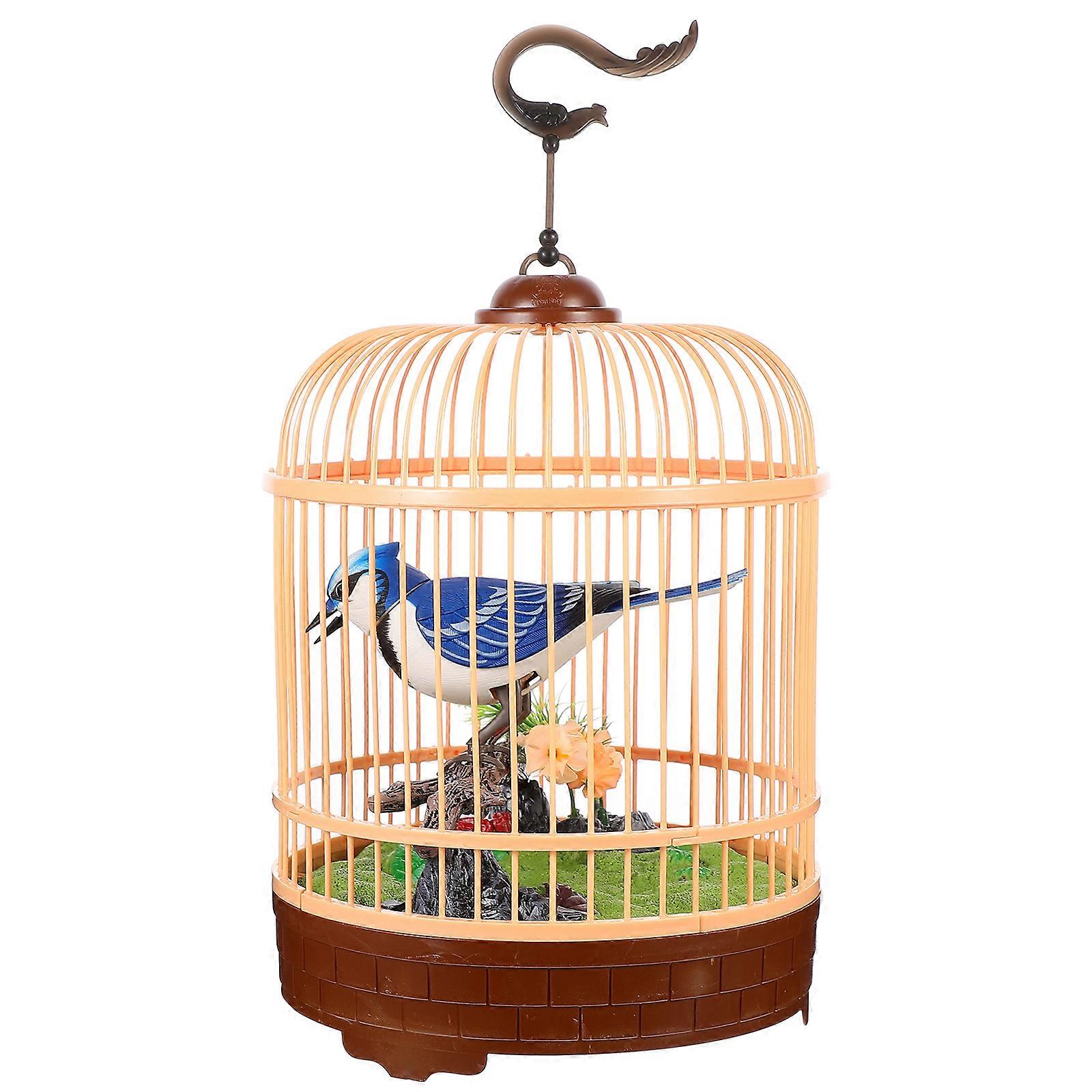 Creative Singing Chirping Bird in Cage Sound Activated Battery Operated ...
