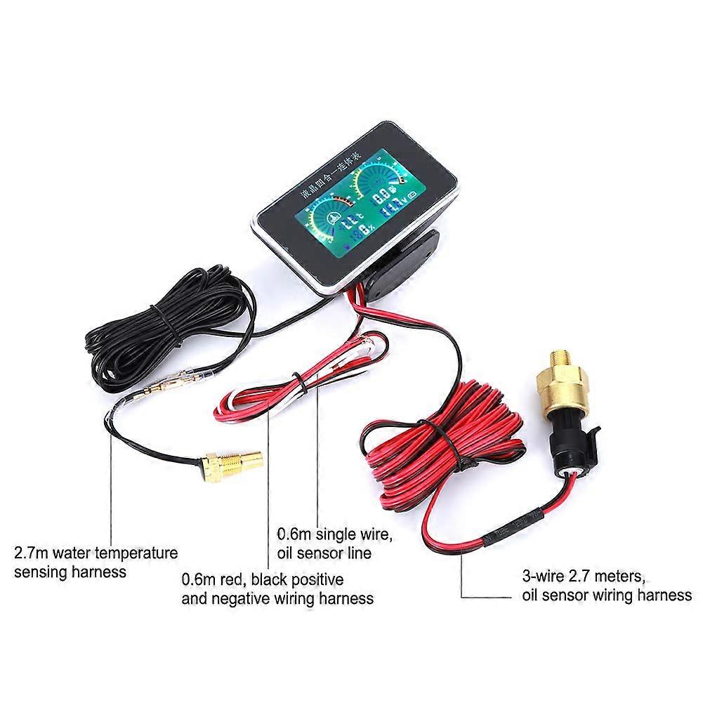 4-In-1 Digital Car Guage, Digital Voltmeter Oil Pressure Meter with LCD ...