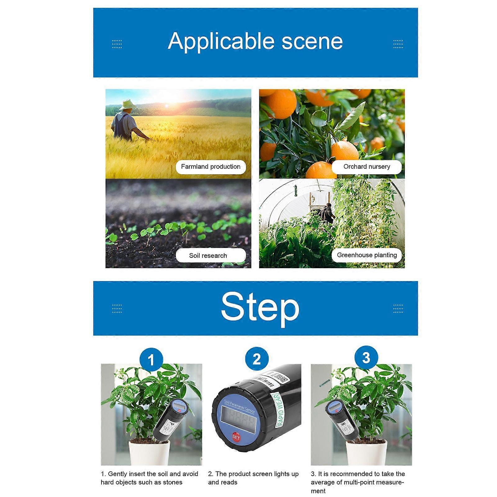 Soil Tester Nutrient Intelligent Fertilizer Detector Meter NPK Sensor ...