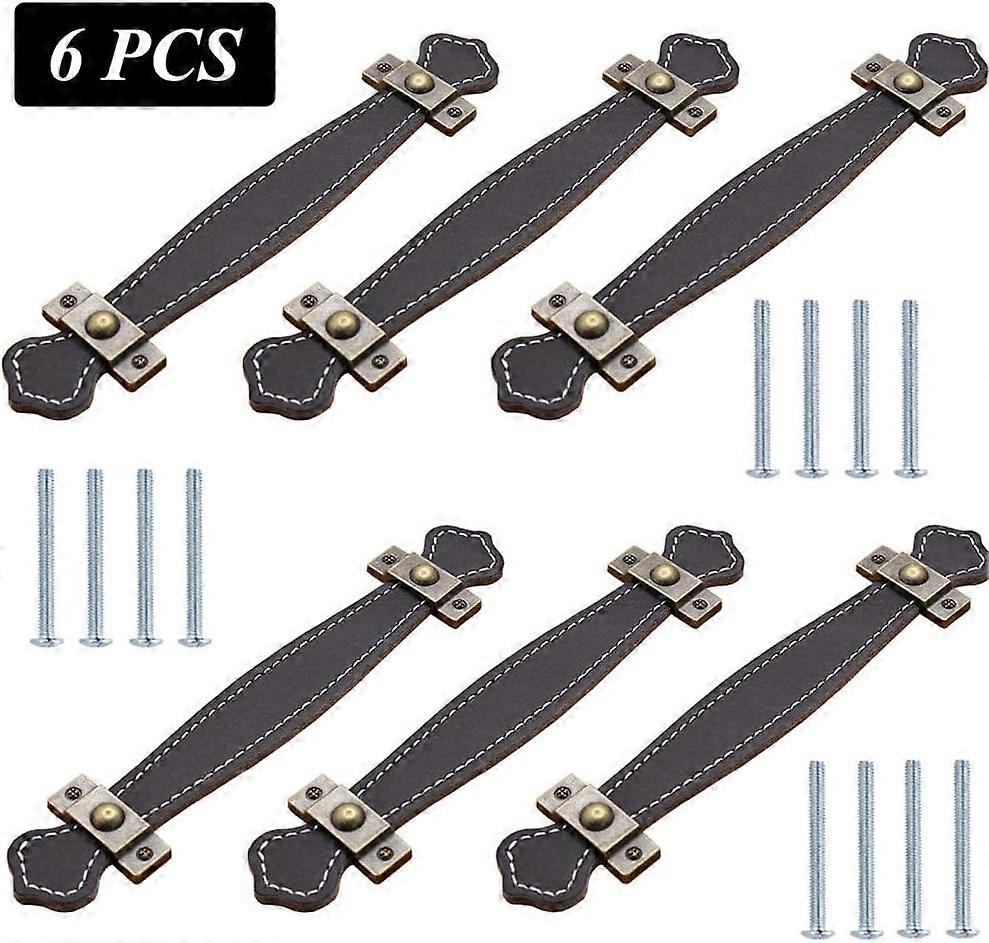 LINJOU 6 Pieces Leather Handles Leather Door Handles Leather Drawer ...