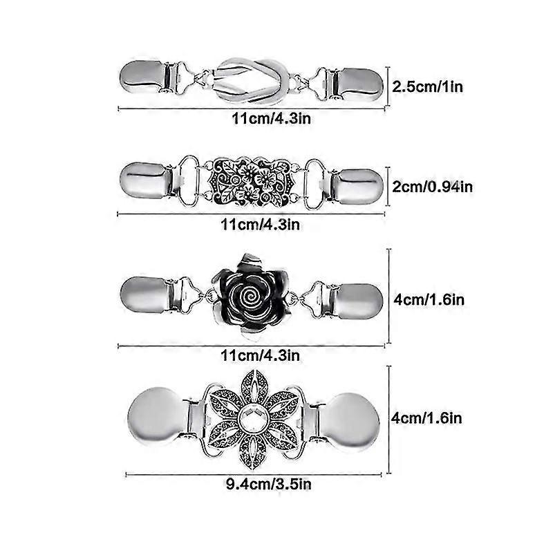 Vintage Metal Cardigan Clips Retro Shawl Sweater Pins Carved Flower ...