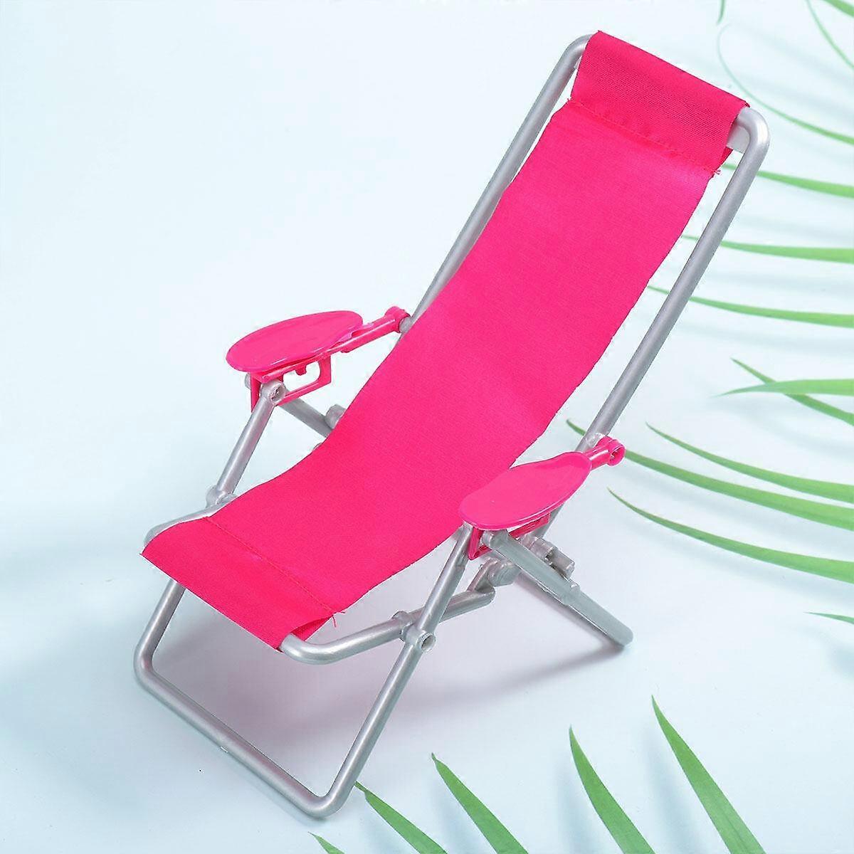 2pcs miniature beach chair Folding Deck Chair Simulation Kids Gifts House Deck Lying Chair Home ...