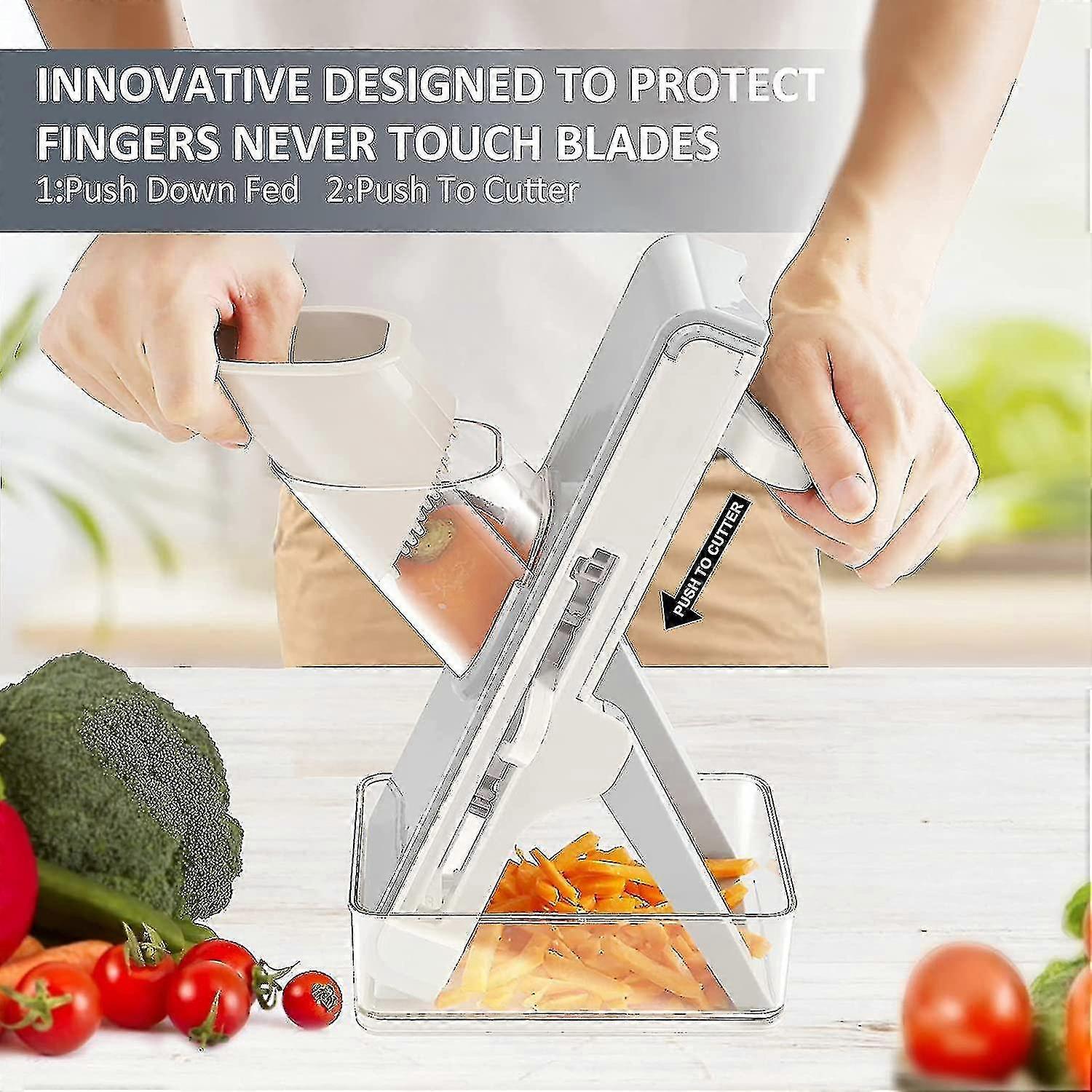 Kitchen Safe Mandolin Vegetable Slicer With Adjustable Blades With ...