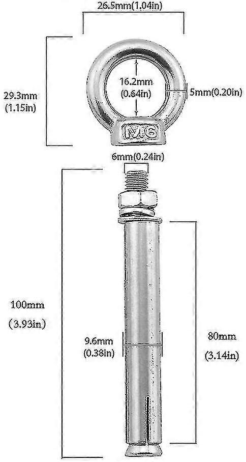 M6 X 100mm Expansion Bolts 304 Stainless Concrete Expansion Anchor Eye Screws Anchors Bolts 2 ...