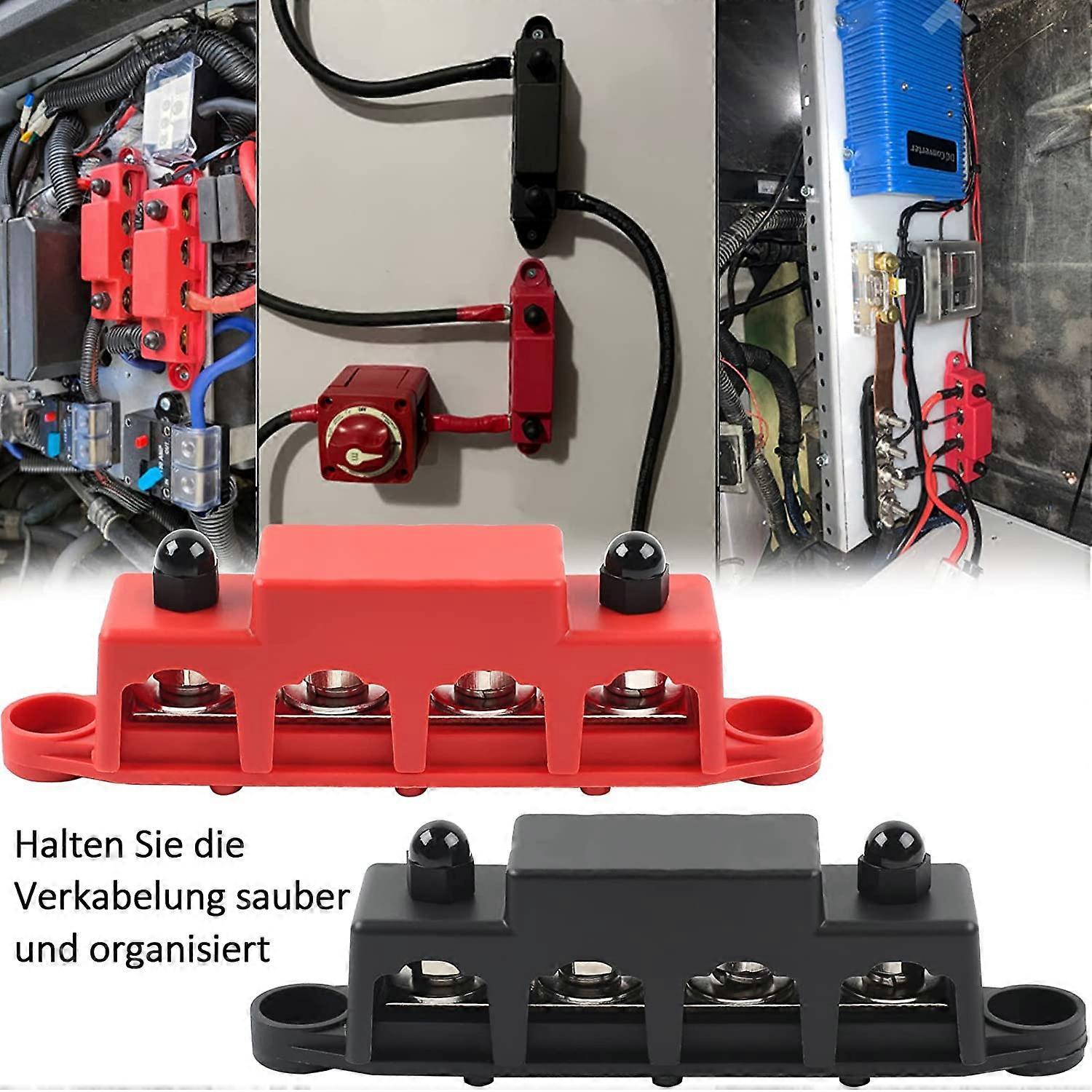 12 V - 48 V Bus Bar Power Distribution Block with 4 x M8 Terminal Studs ...