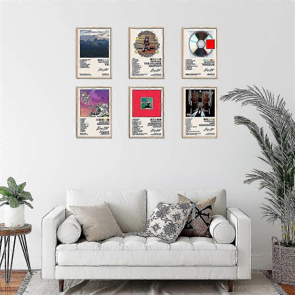 6pcs Kenye West Album Poster Ye The College Dropout Yeezus Graduation ...
