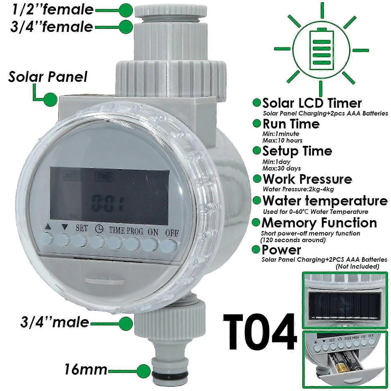 Excellent Solar & Battery Powered Water Timer Irrigation Solenoid Valve ...